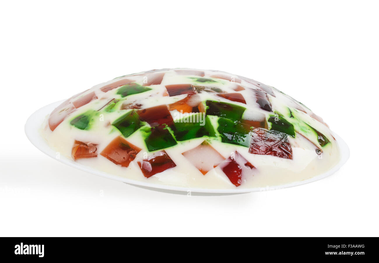 Delicious jelly cake isolated on white background Stock Photo - Alamy