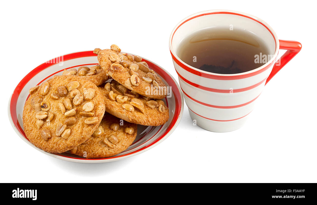 tea and cookies isolated on white background Stock Photo - Alamy