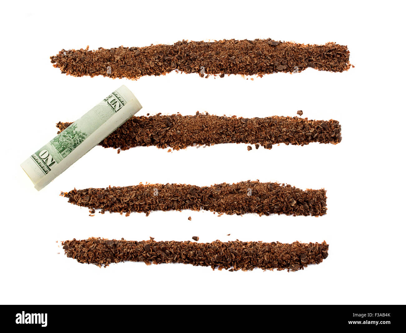 chocolate chips placer in lines isolated on white background Stock ...