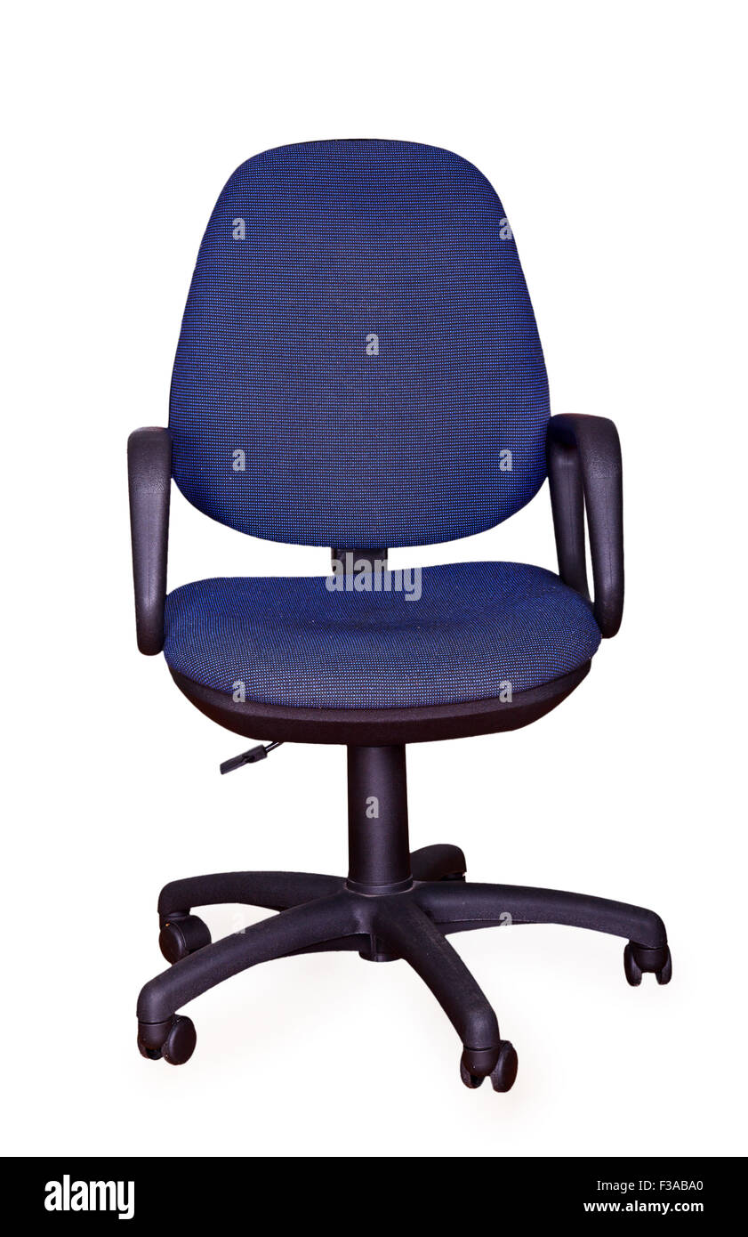 Blue office chair isolated on white background Stock Photo - Alamy