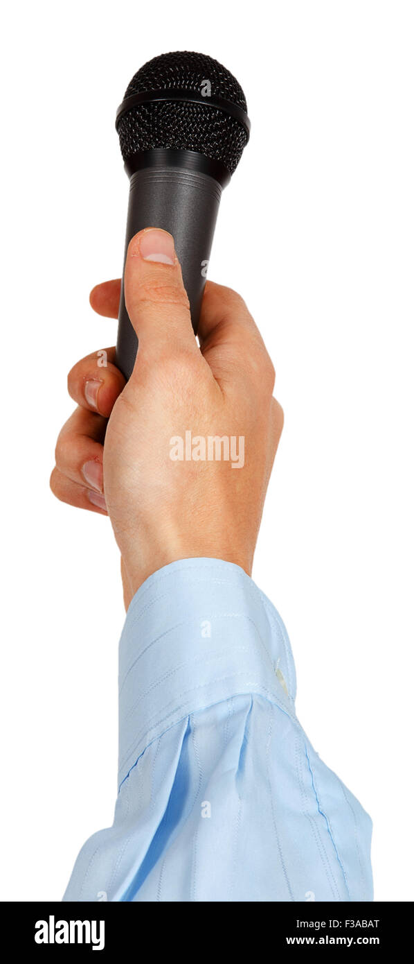 Man talking into hand microphone mic hi-res stock photography and ...