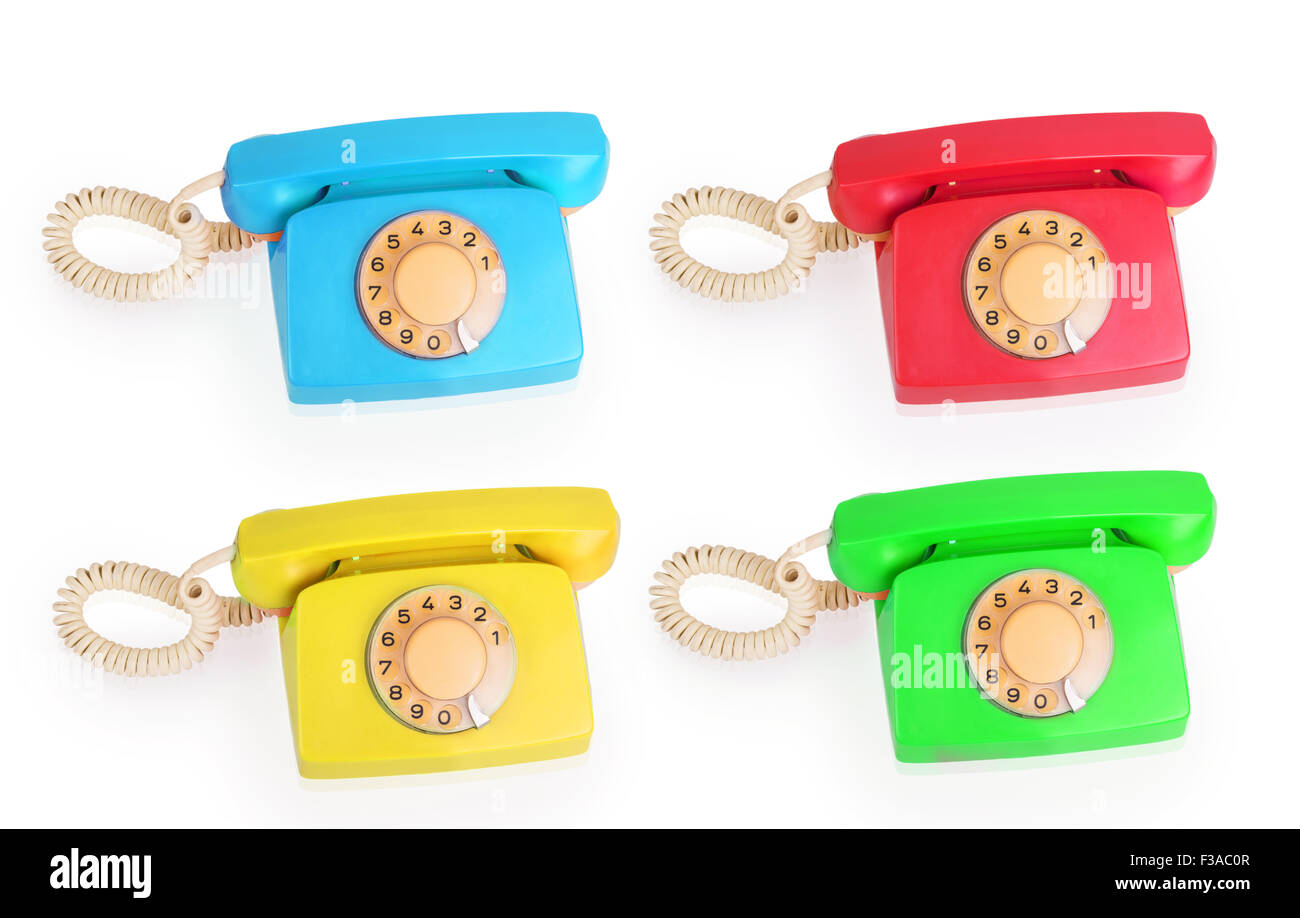 Set of bright colored phones isolated on white background Stock Photo ...