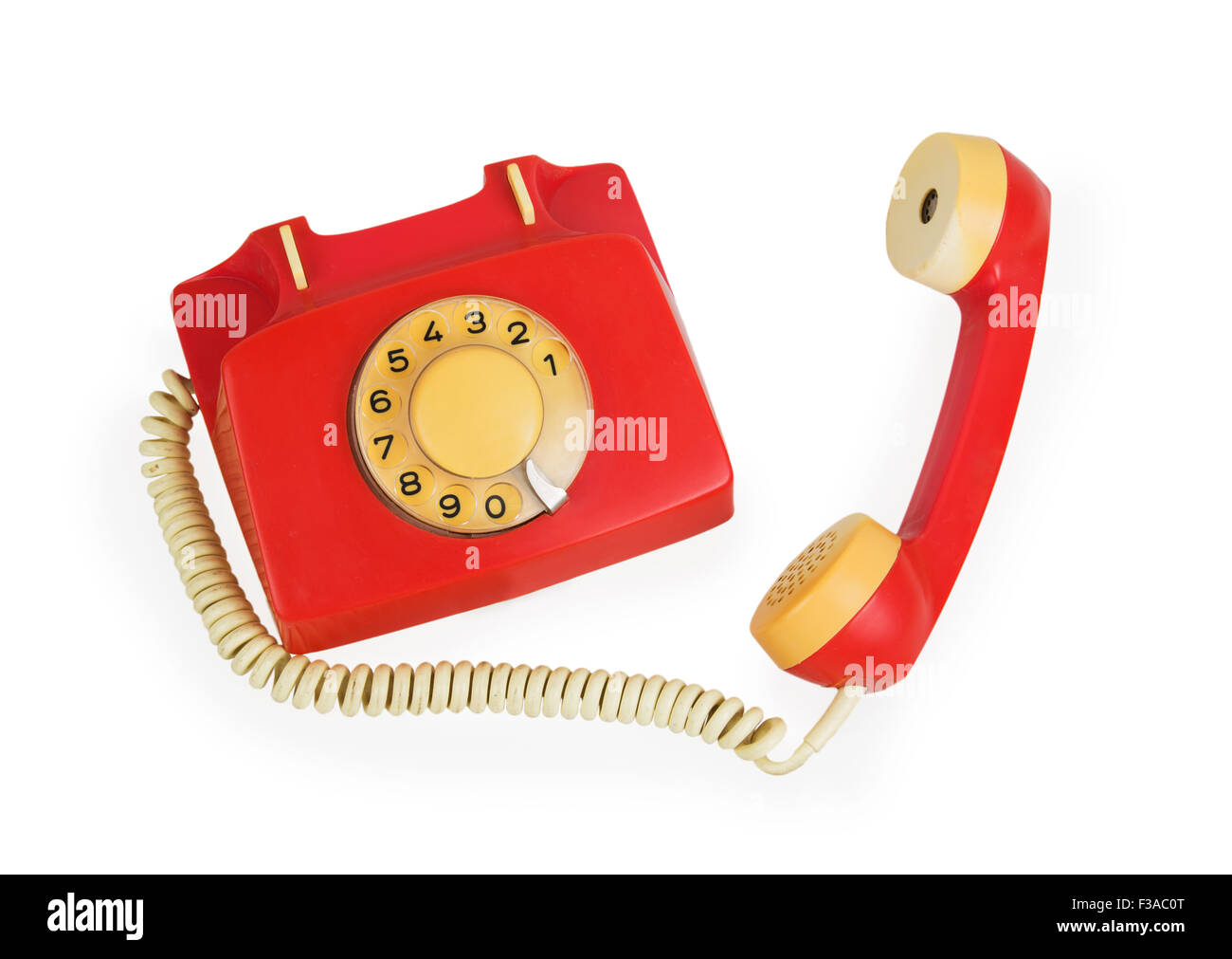 Red phone isolated on white background Stock Photo - Alamy