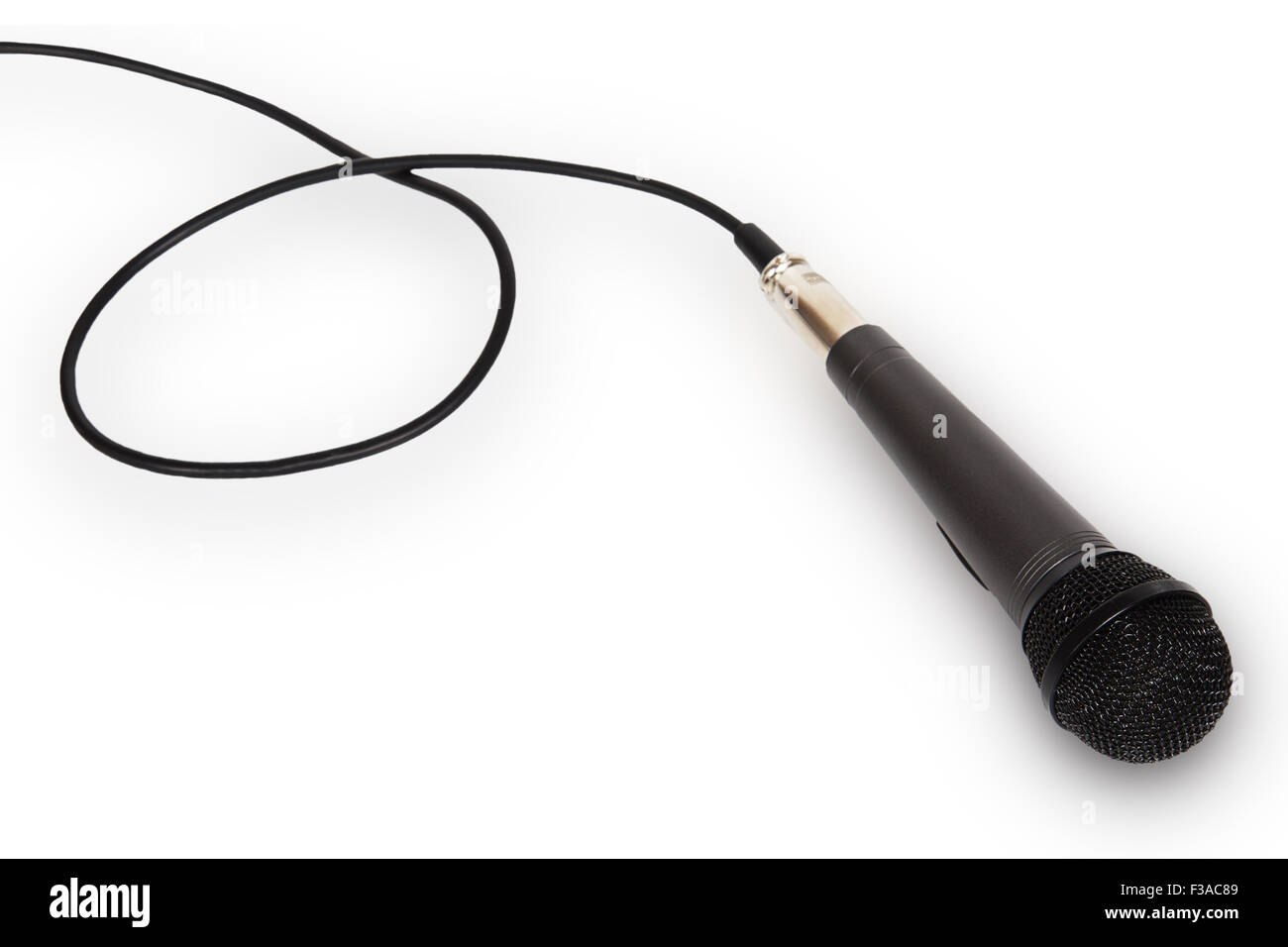 Microphone with cord isolated on white background Stock Photo - Alamy
