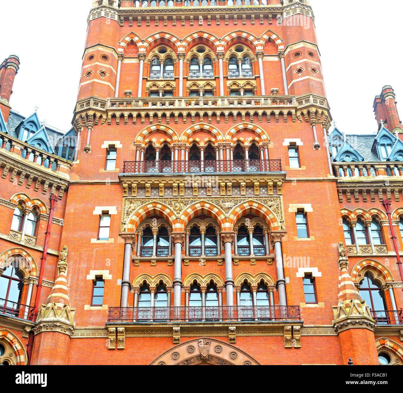 old architecture in london england windows and brick exterior wall ...