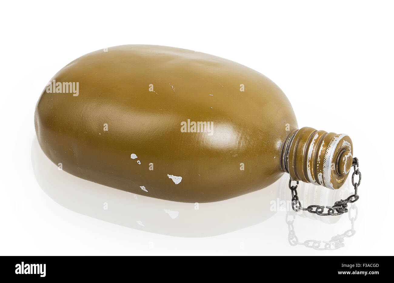 Old aluminium flask isolated on a white background Stock Photo - Alamy