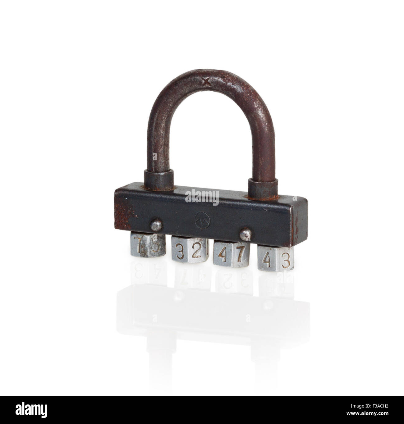 rusty padlock with combination lock isolated on white background Stock ...