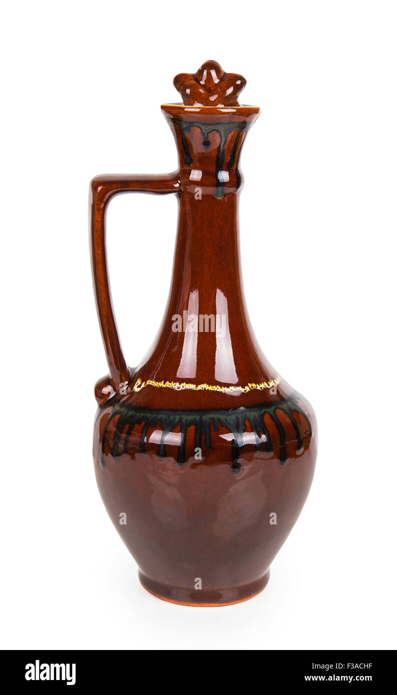 Beautiful ceramic decanter isolated on white background Stock Photo - Alamy