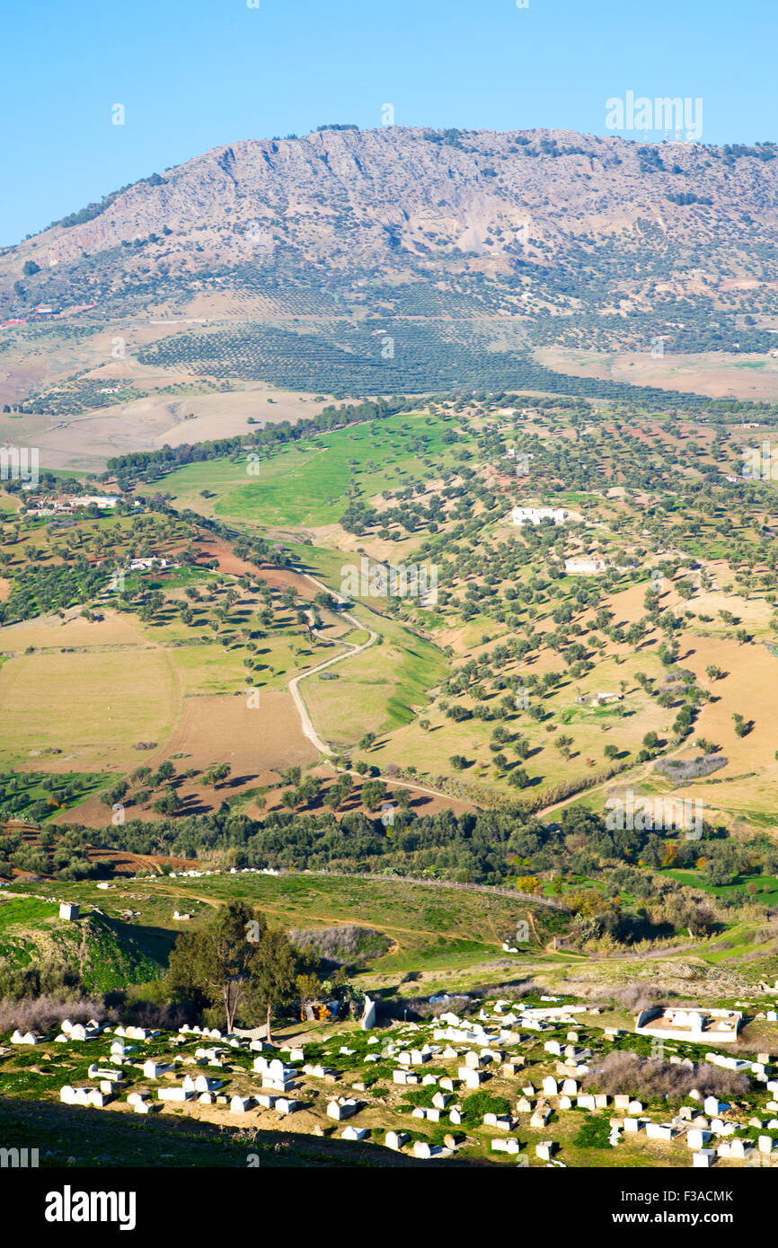from high in the village morocco africa field and constructions Stock ...
