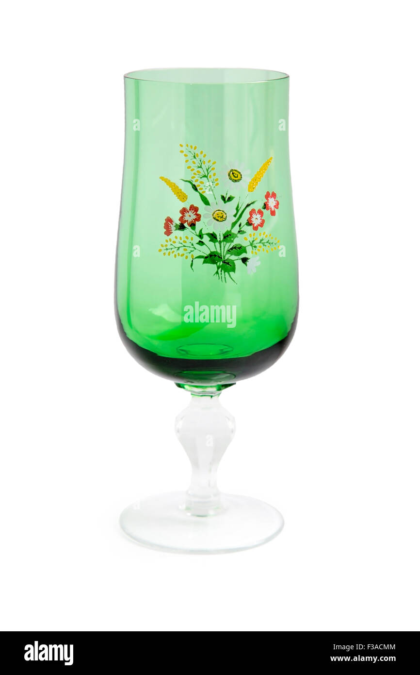 Green glass goblet isolated on white background Stock Photo - Alamy