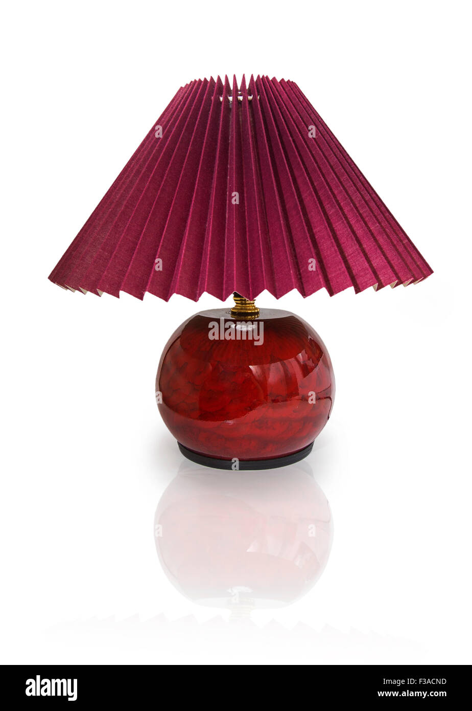 Red table lamp with shade isolated on white background Stock Photo - Alamy