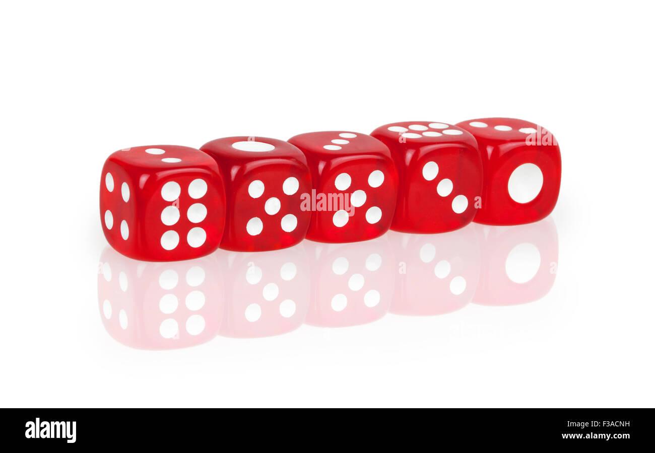 dice lined in a row isolated on white background Stock Photo - Alamy
