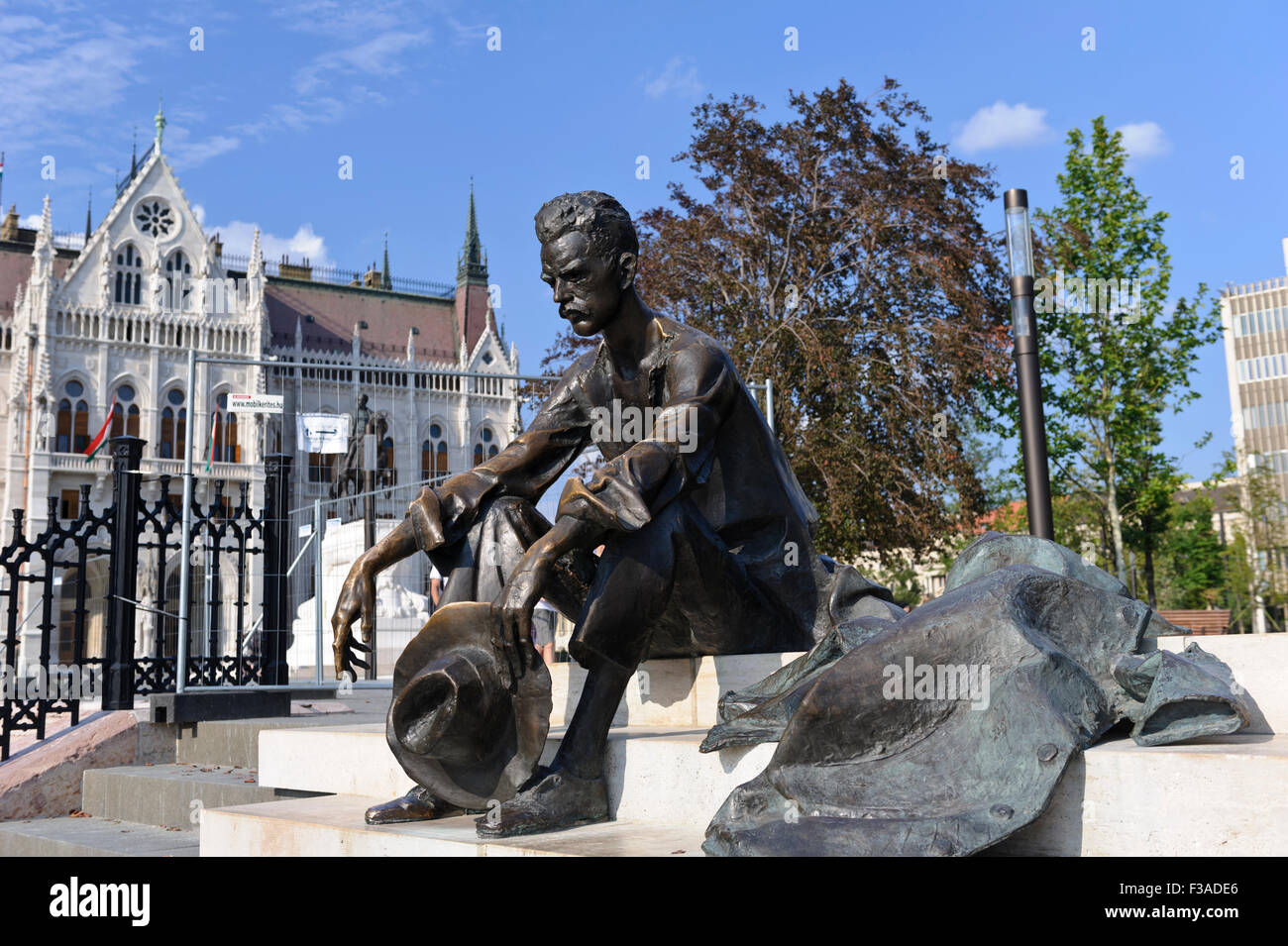 Sculpture of Attila József outside the Hungarian Parliament building in ...
