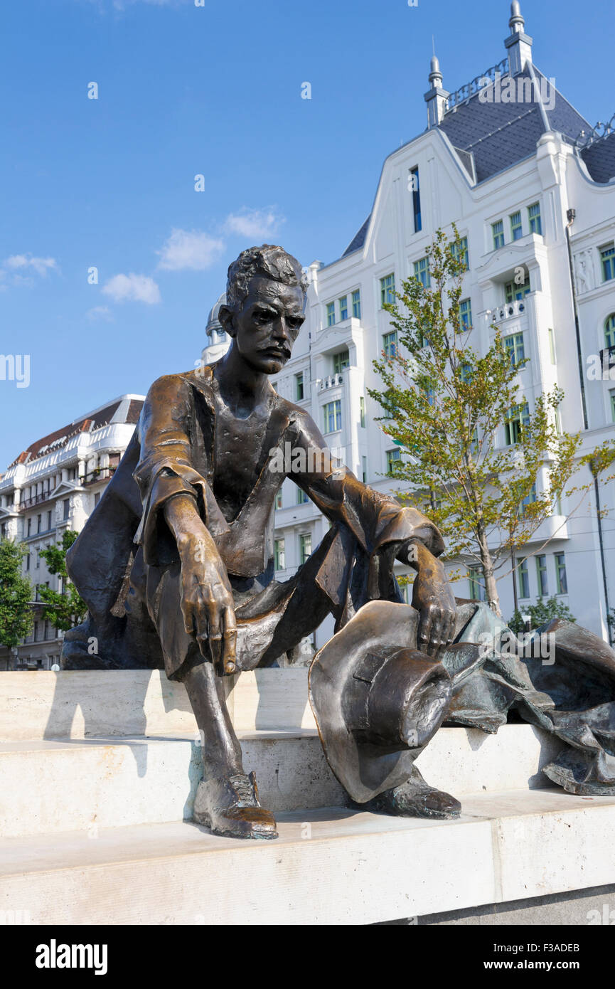Sculpture of Attila József outside the Hungarian Parliament building in ...