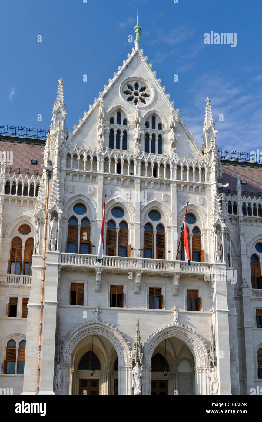 The Gothic style Hungarian Parliament building in Budapest, Hungary ...