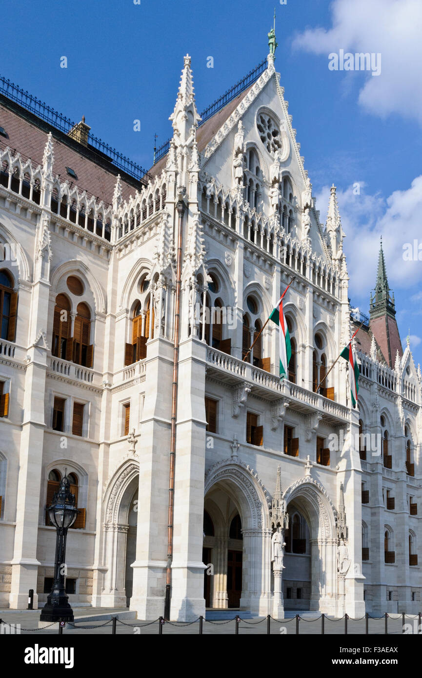 The Gothic style Hungarian Parliament building in Budapest, Hungary ...