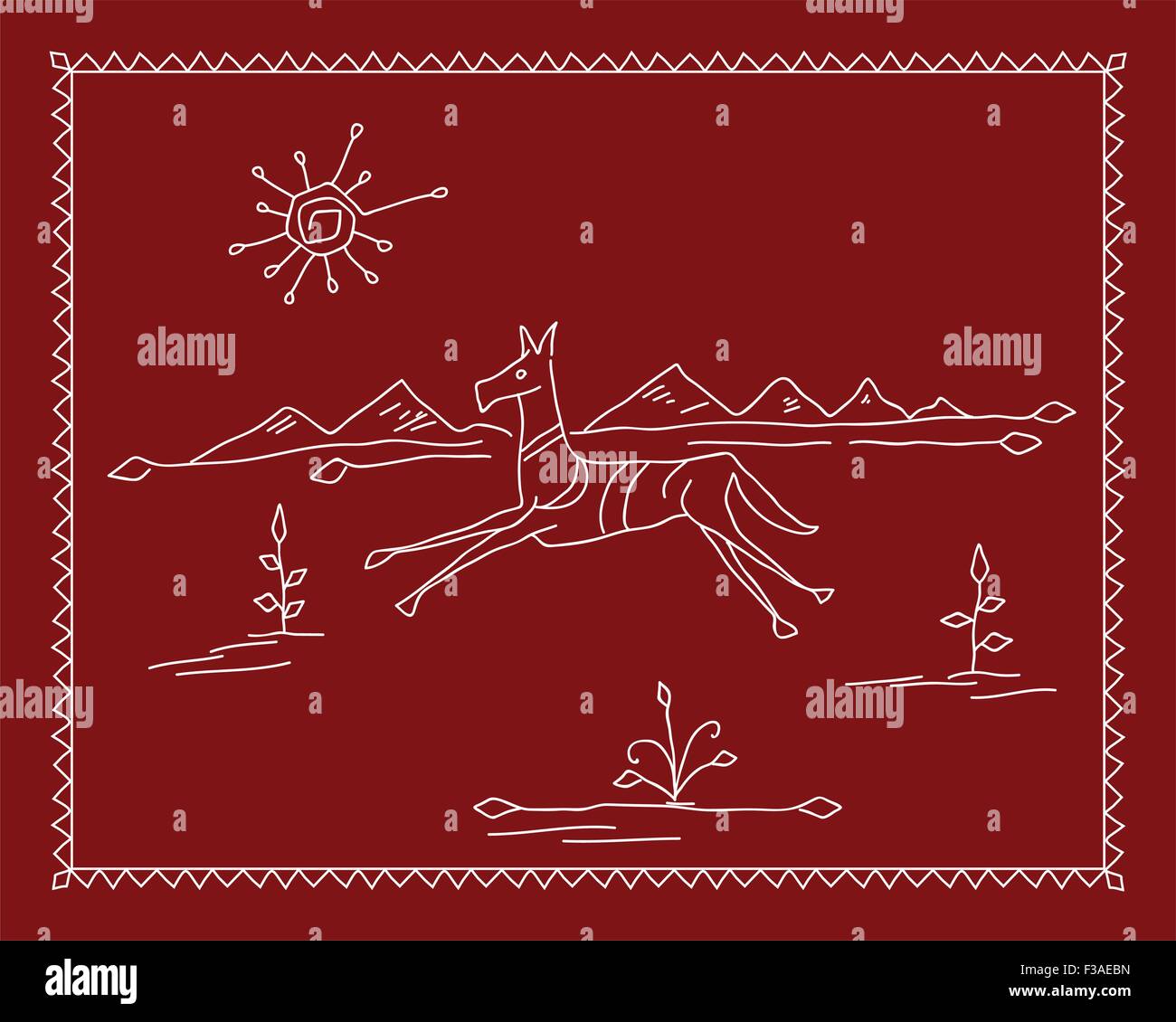 Folk Deer, Tribal Design, Motif, Wall Painting Vector Art Stock Vector ...