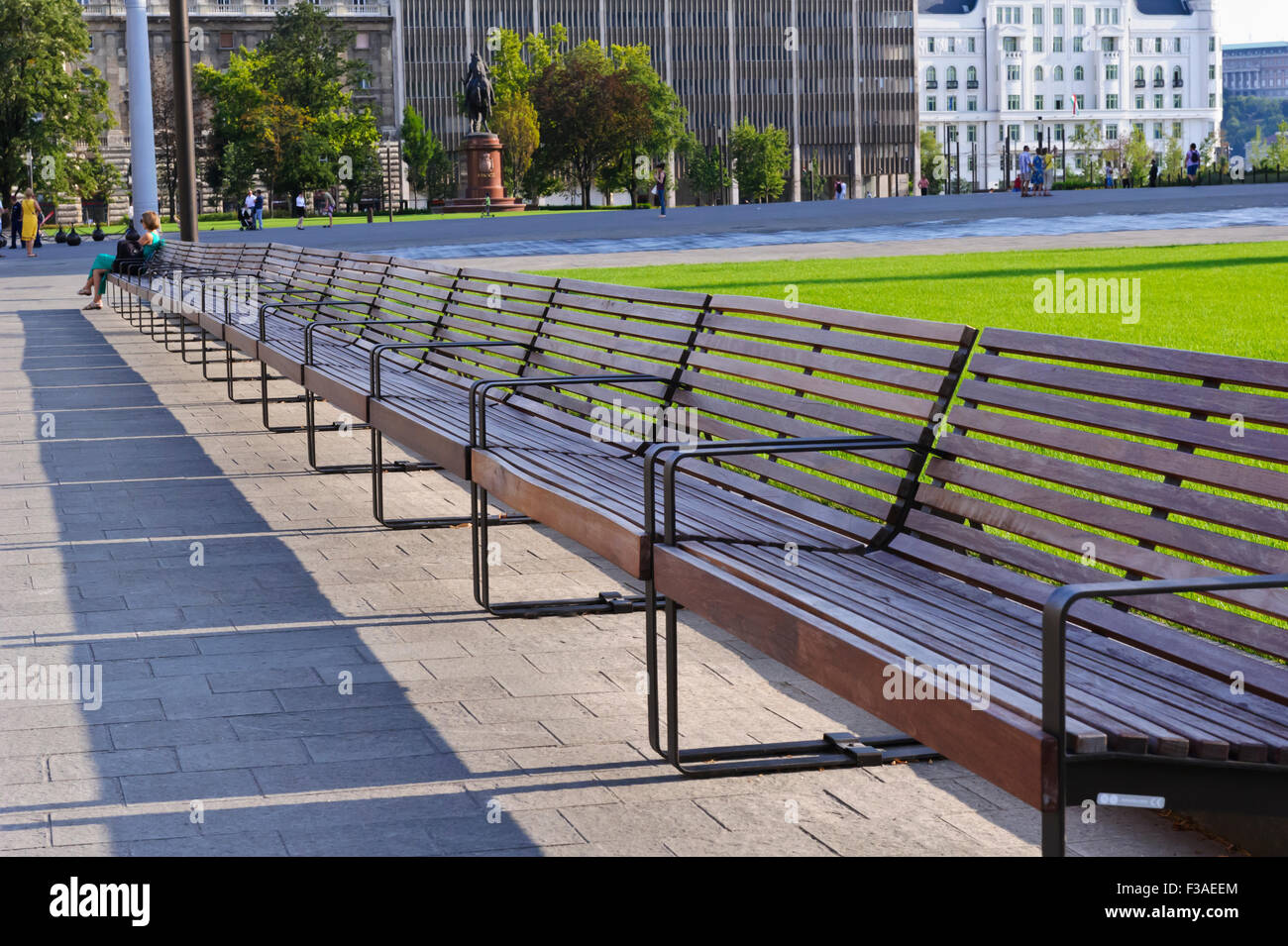 A woman sitting on a bench in Budapest, Hungary Stock Photo - Alamy