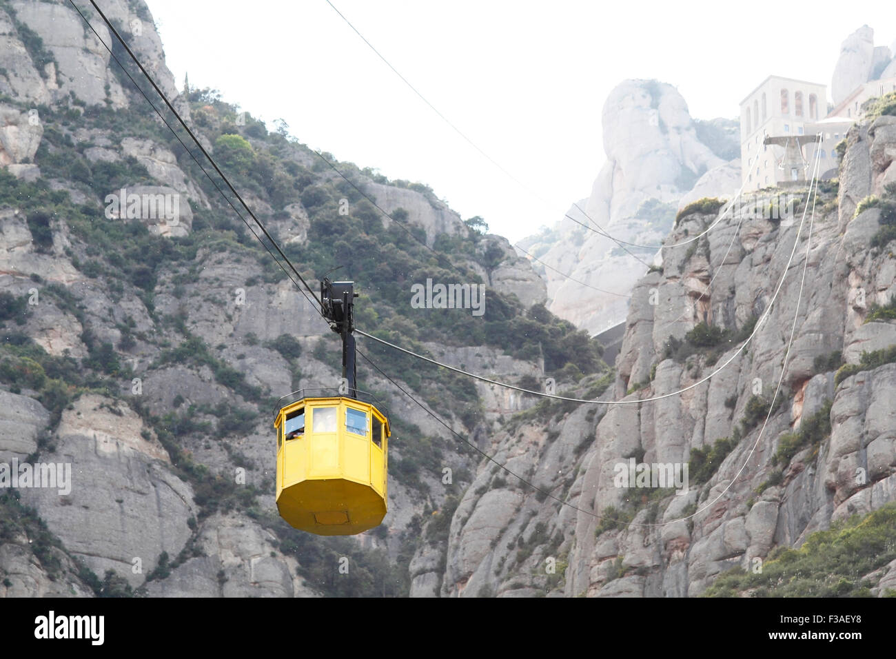 Cable way in Montserrat, Spain Stock Photo - Alamy