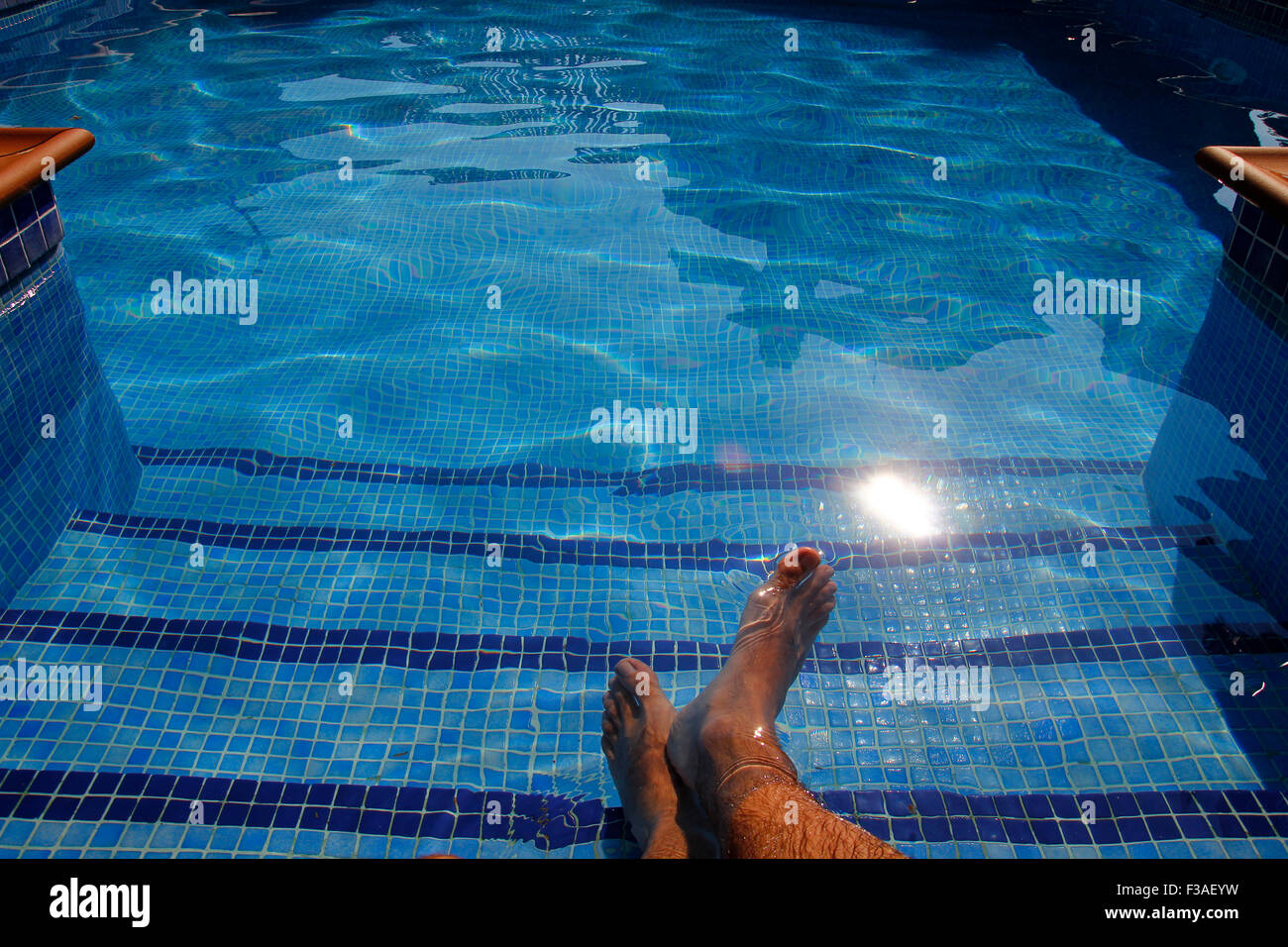 Human feet in a pool, transparent water Stock Photo - Alamy