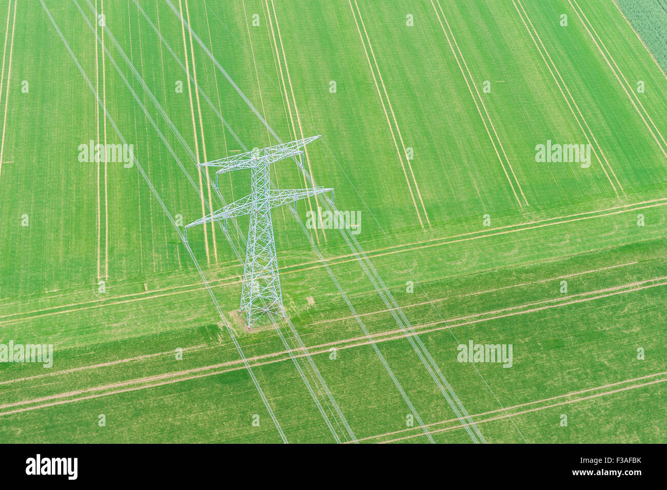 Aerial view of power pole and powerlines Stock Photo - Alamy