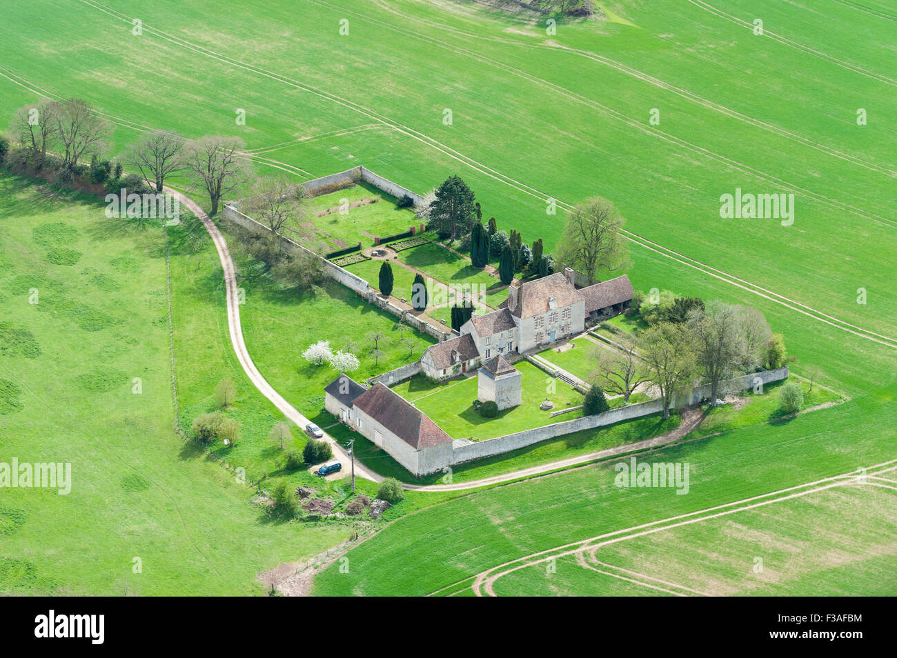 Aerial view of restaured farm in France Stock Photo - Alamy