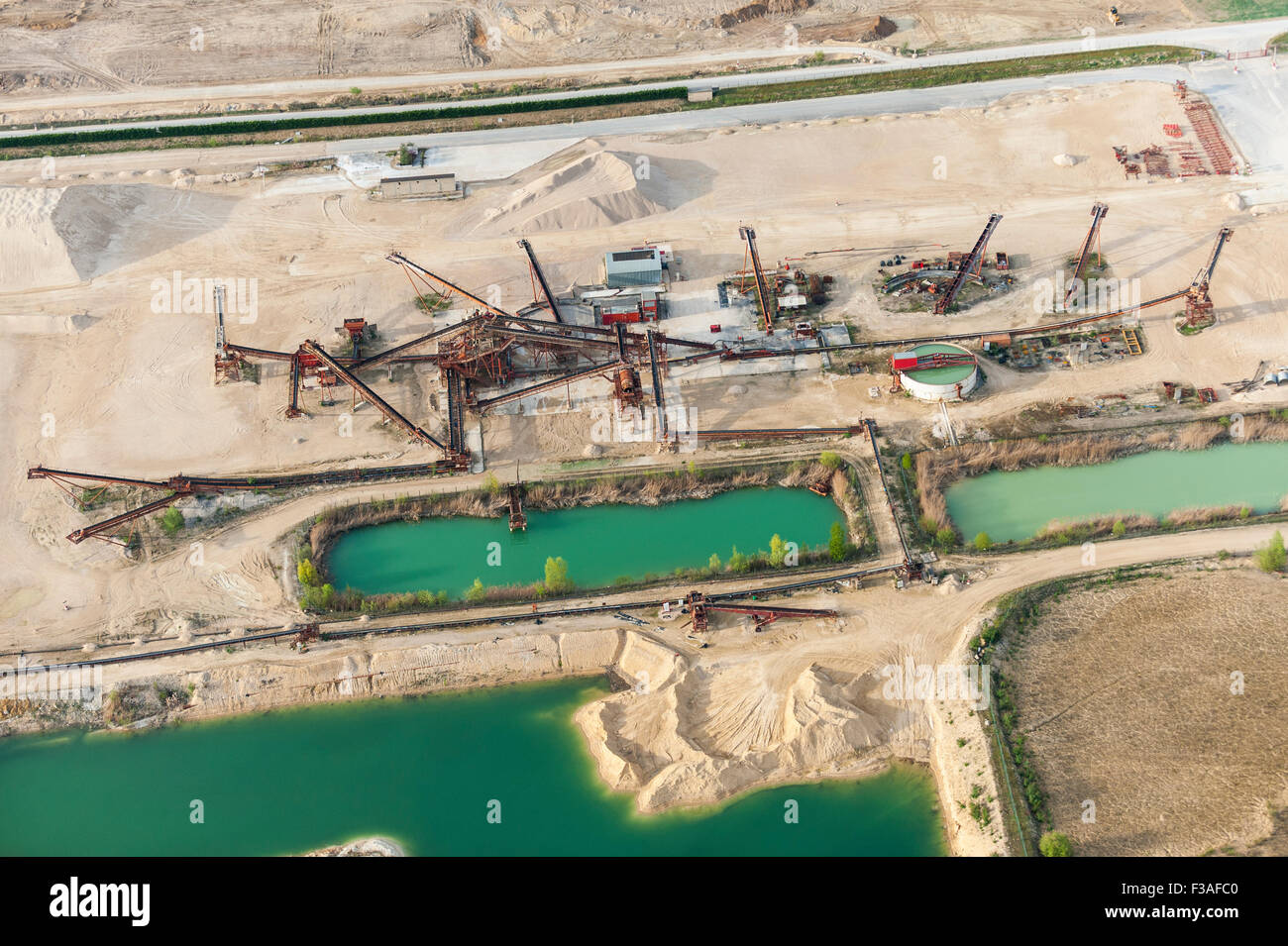Aerial view of sand extraction Stock Photo - Alamy