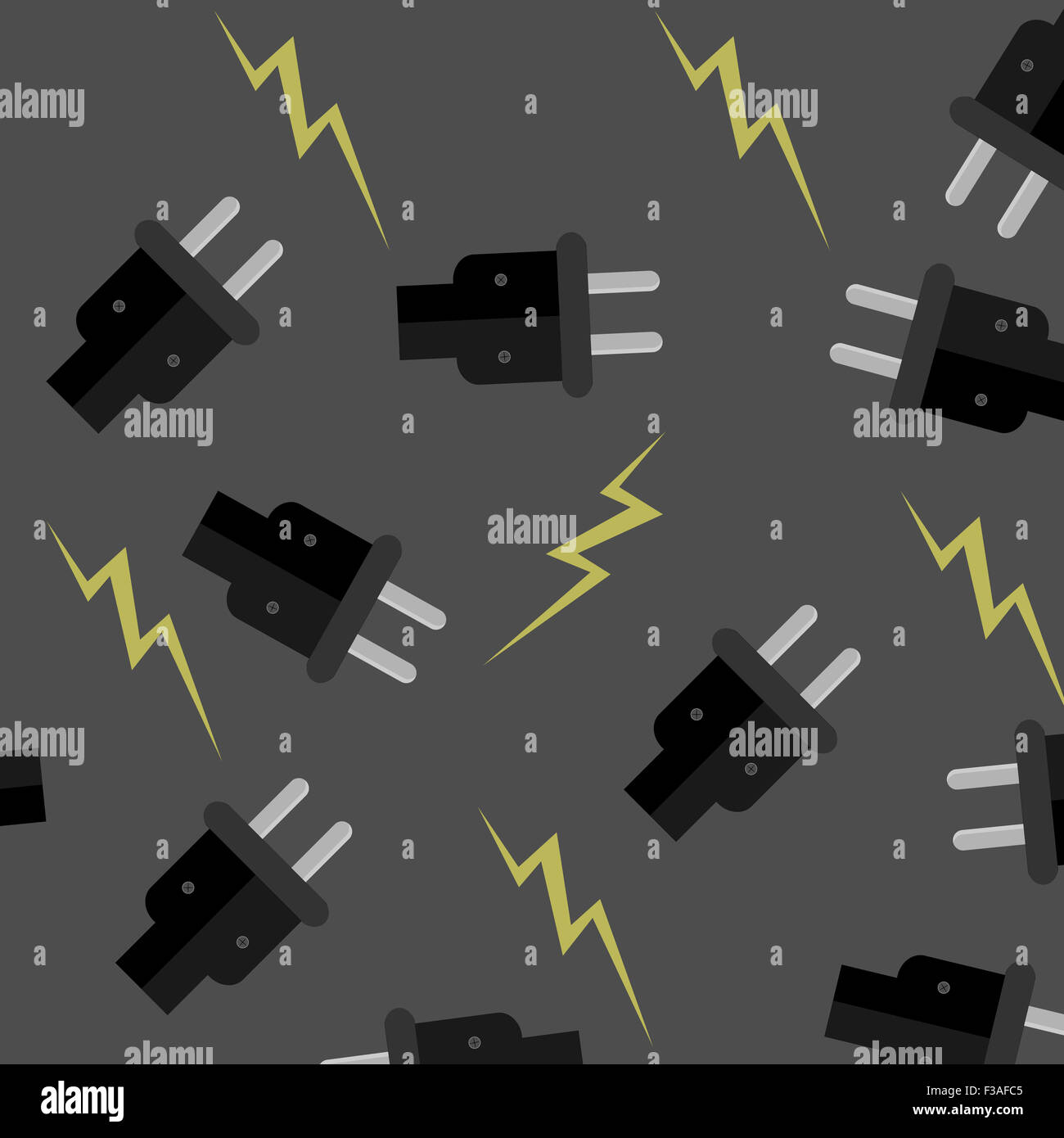 Seamless pattern electricity. Power energy, electric adapter, wire or ...