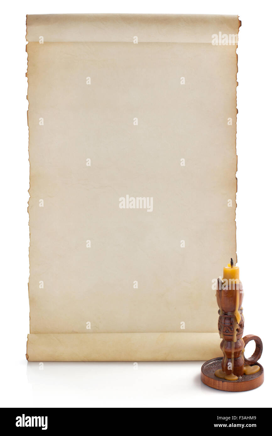parchment scroll isolated on white background Stock Photo - Alamy