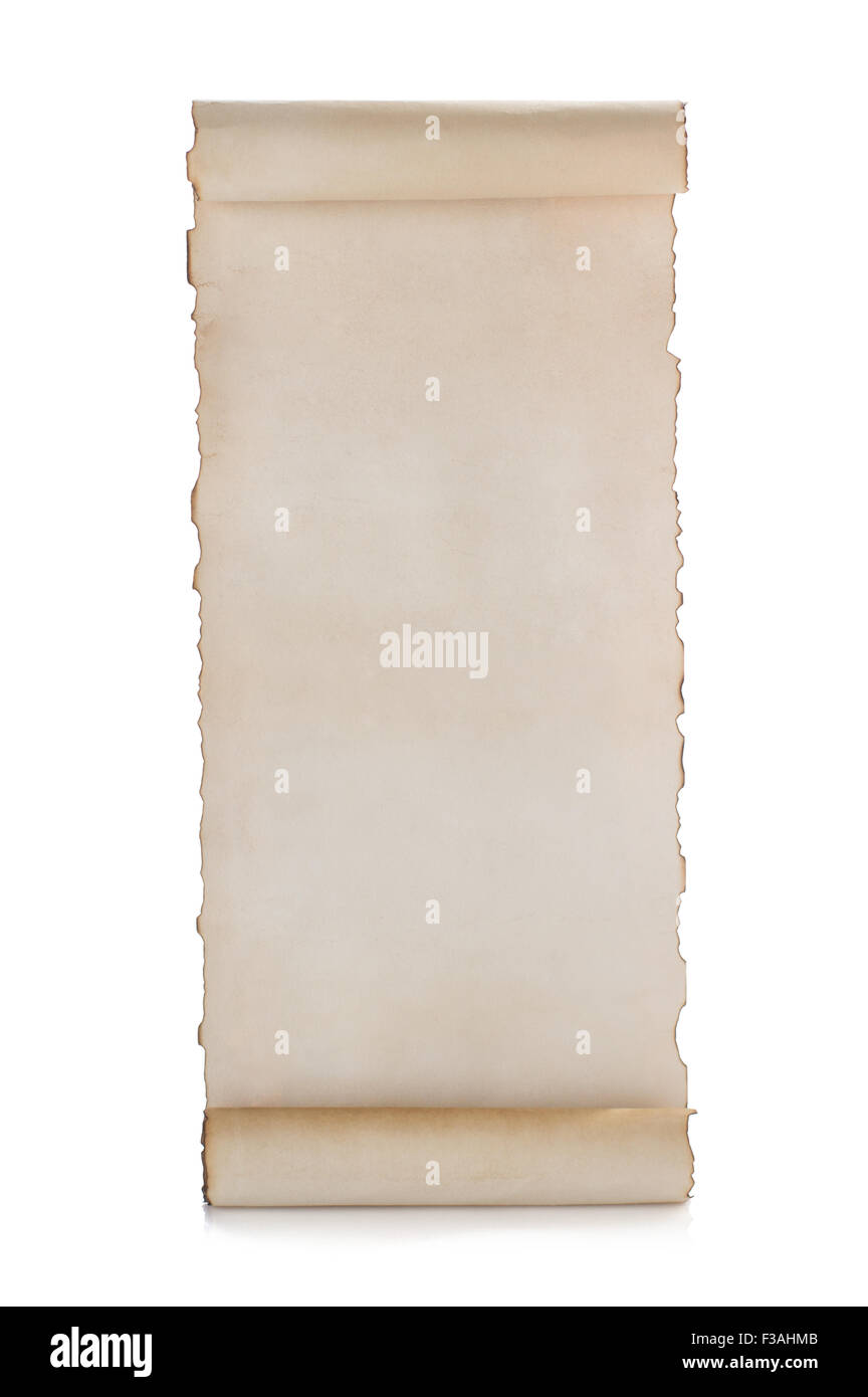 parchment scroll isolated on white background Stock Photo - Alamy
