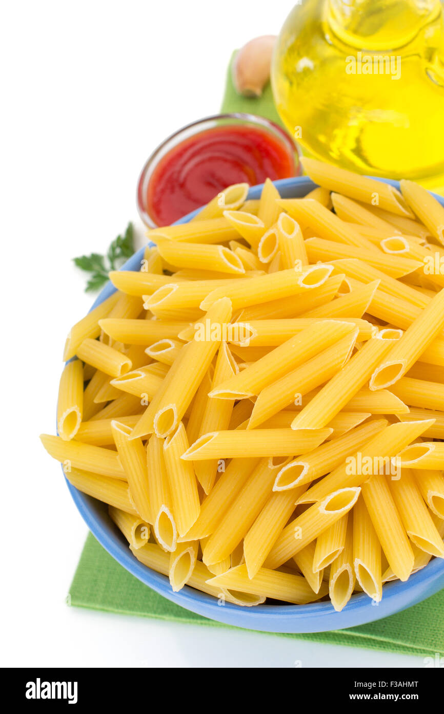 pasta penne isolated on white background Stock Photo - Alamy