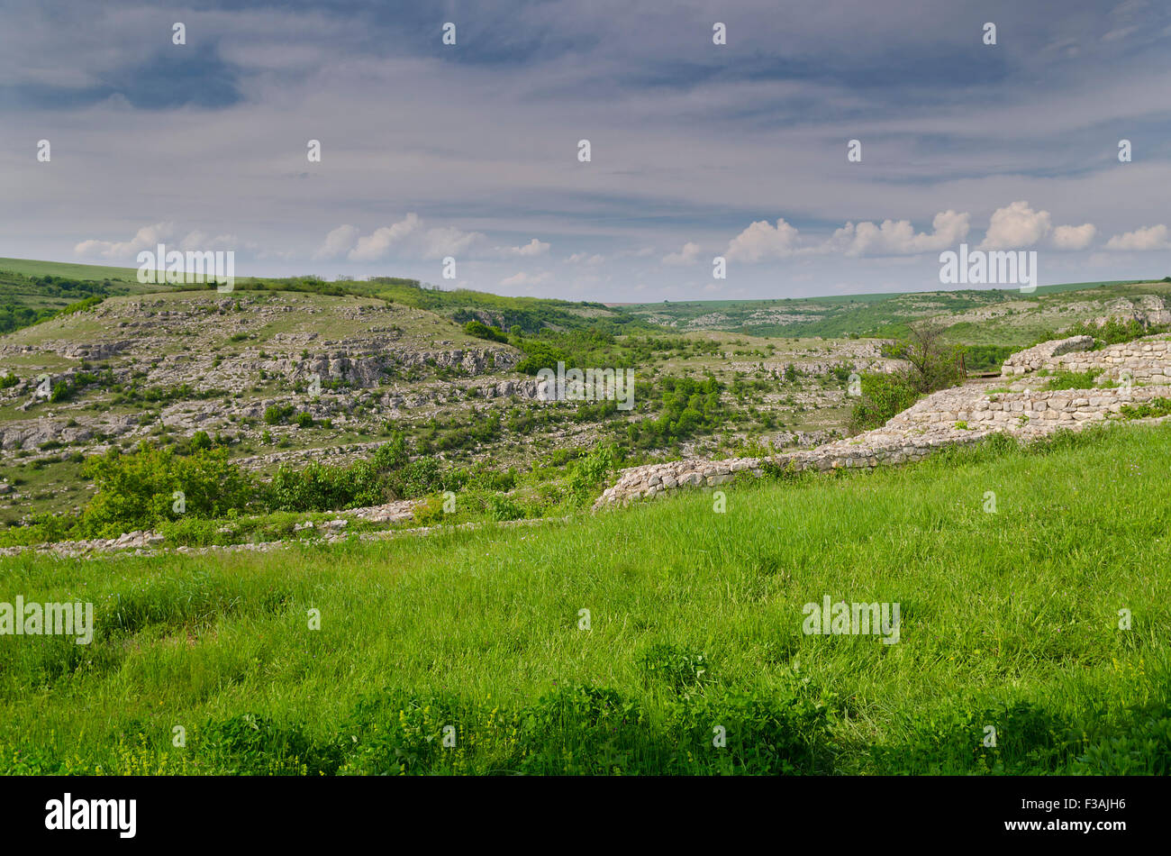 Ancient ruins of a medieval fortress close to the village of Cherven ...