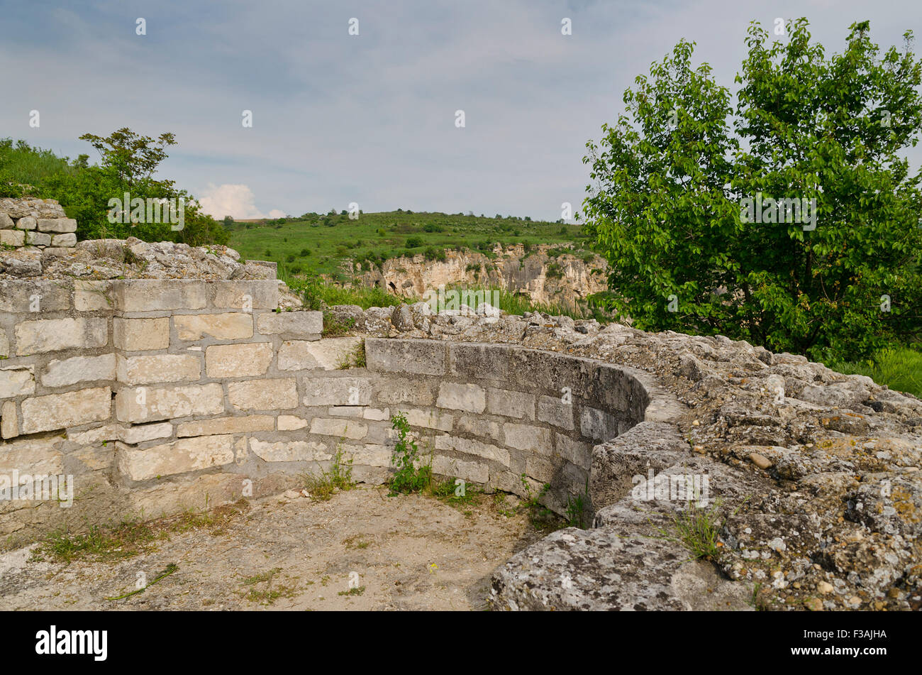 Ancient ruins of a medieval fortress close to the village of Cherven ...