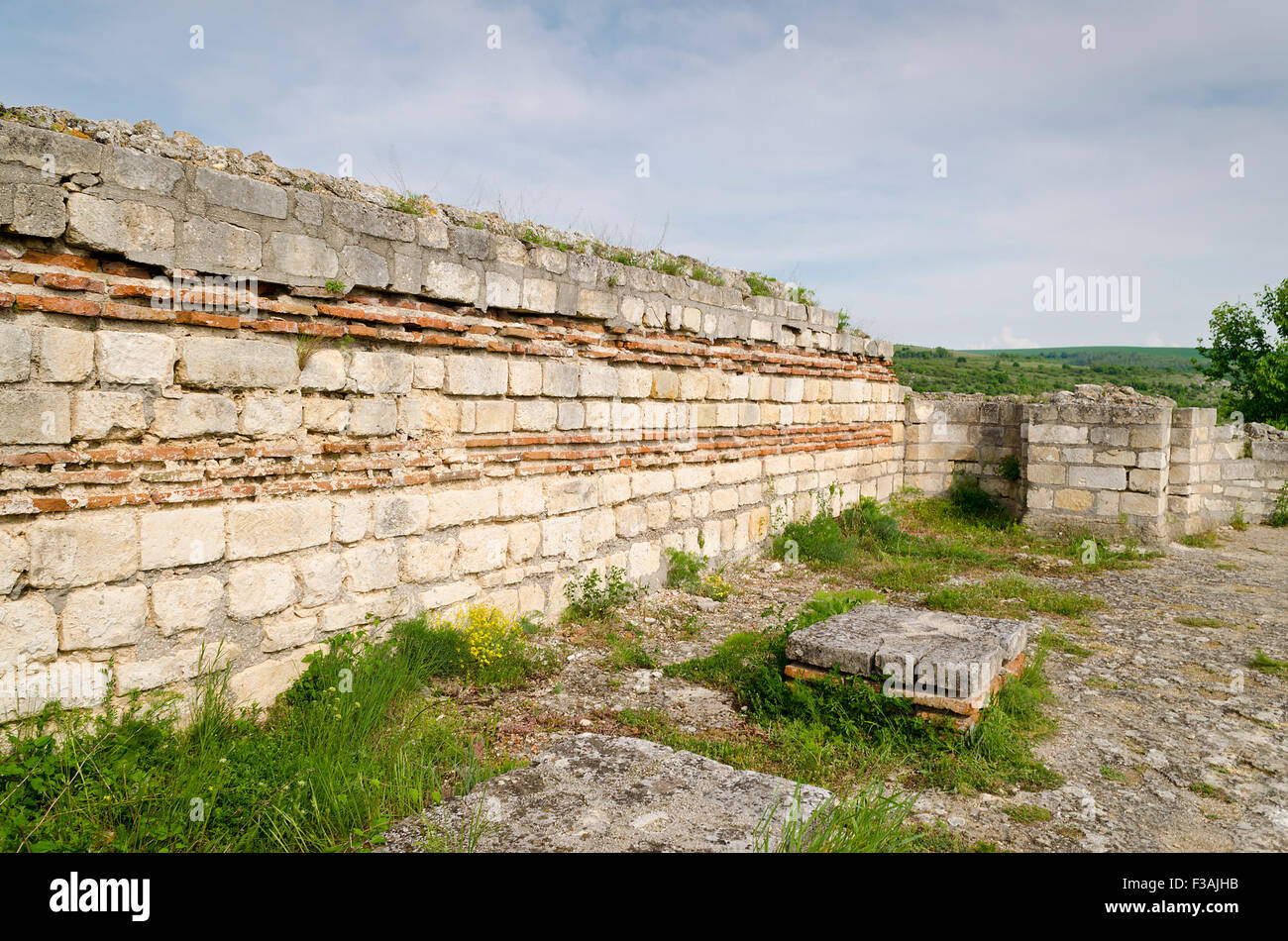 Ancient ruins of a medieval fortress close to the village of Cherven ...