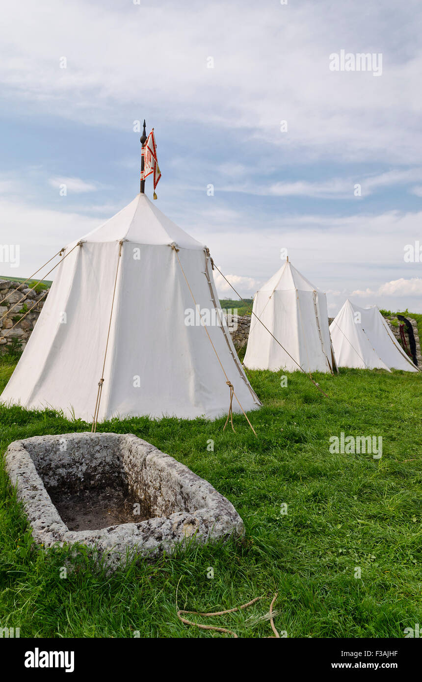 Ancient ruins of a medieval fortress close to the village of Cherven ...