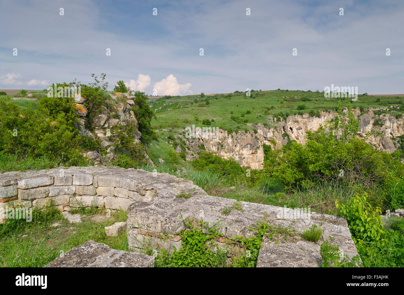 Ancient ruins of a medieval fortress close to the village of Cherven ...