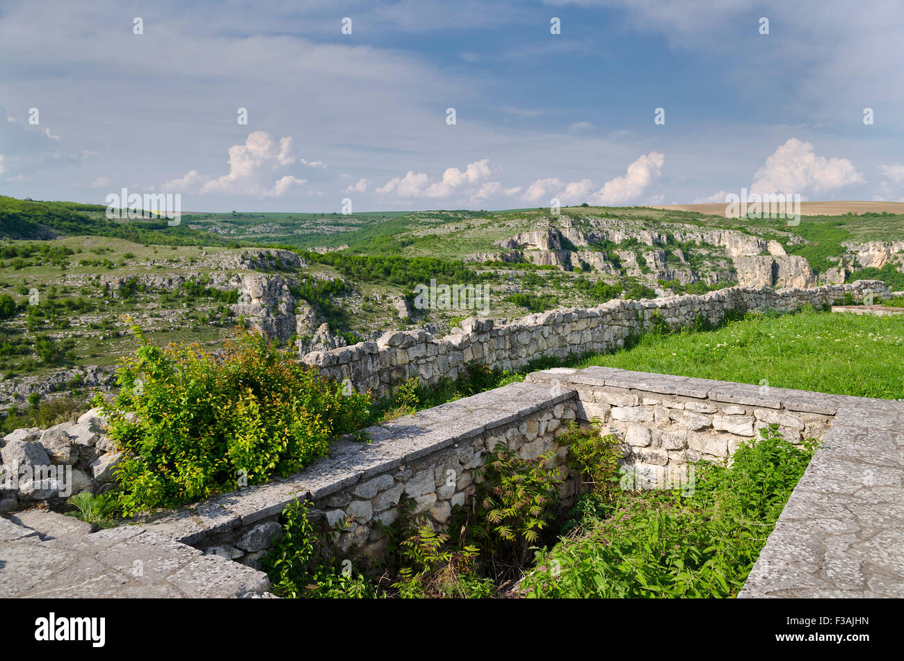 Ancient ruins of a medieval fortress close to the village of Cherven ...