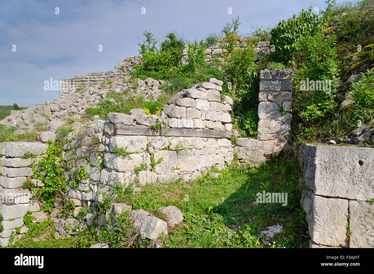 Ancient ruins of a medieval fortress close to the village of Cherven ...