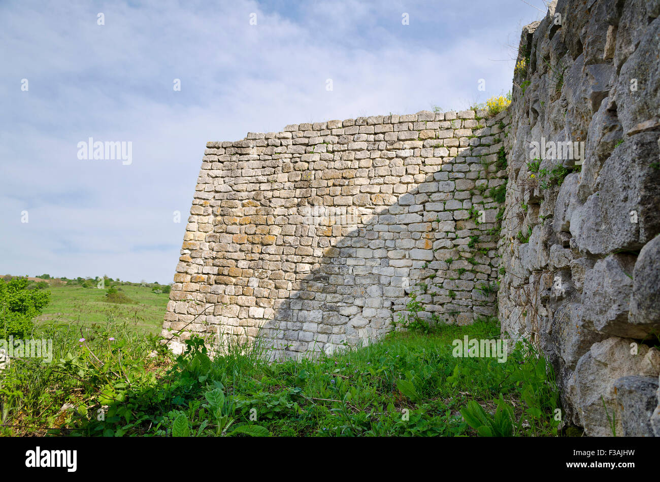 Ancient ruins of a medieval fortress close to the village of Cherven ...