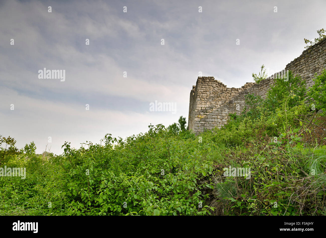 Ancient ruins of a medieval fortress close to the village of Cherven ...