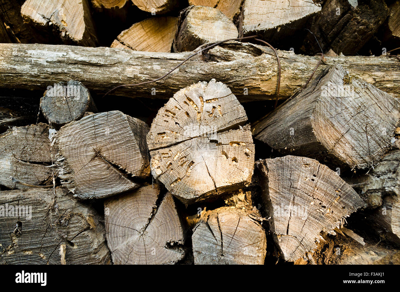 Stack of firewood abandoned for long time outside Stock Photo - Alamy