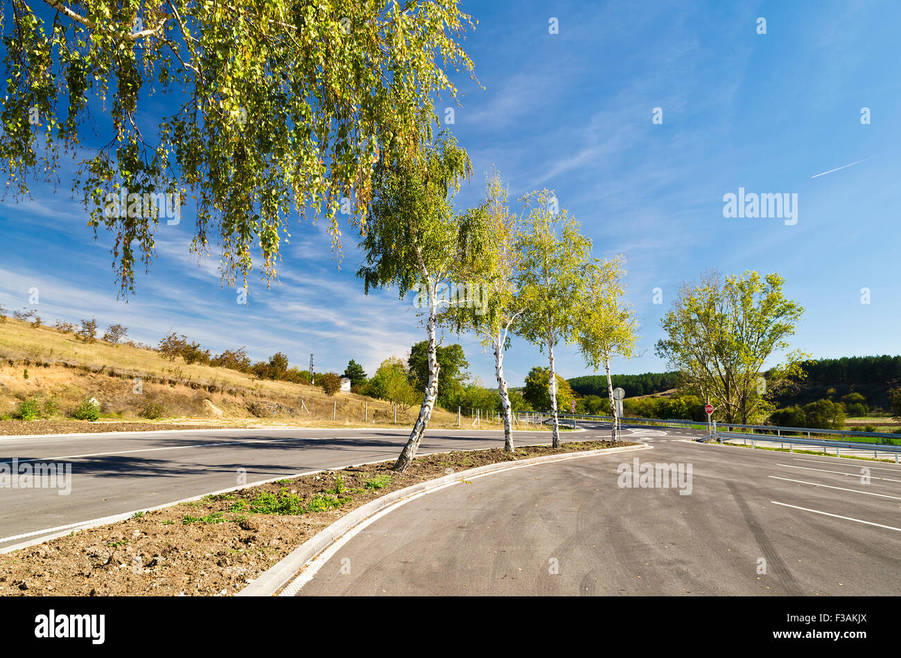 Тurnoff on the road near the town of Razgrad Stock Photo - Alamy