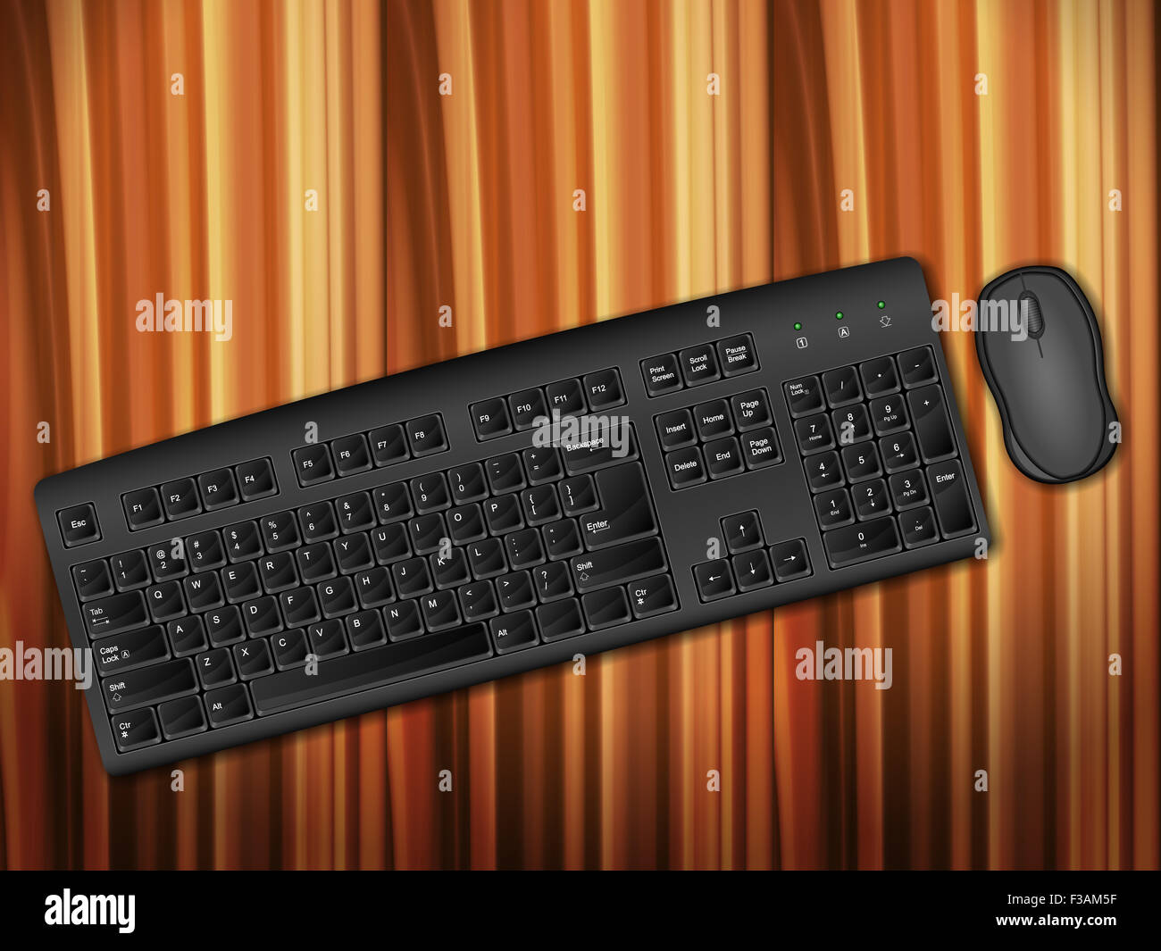Computer keyboard and mouse on a wooden desk. Vector illustration Stock ...