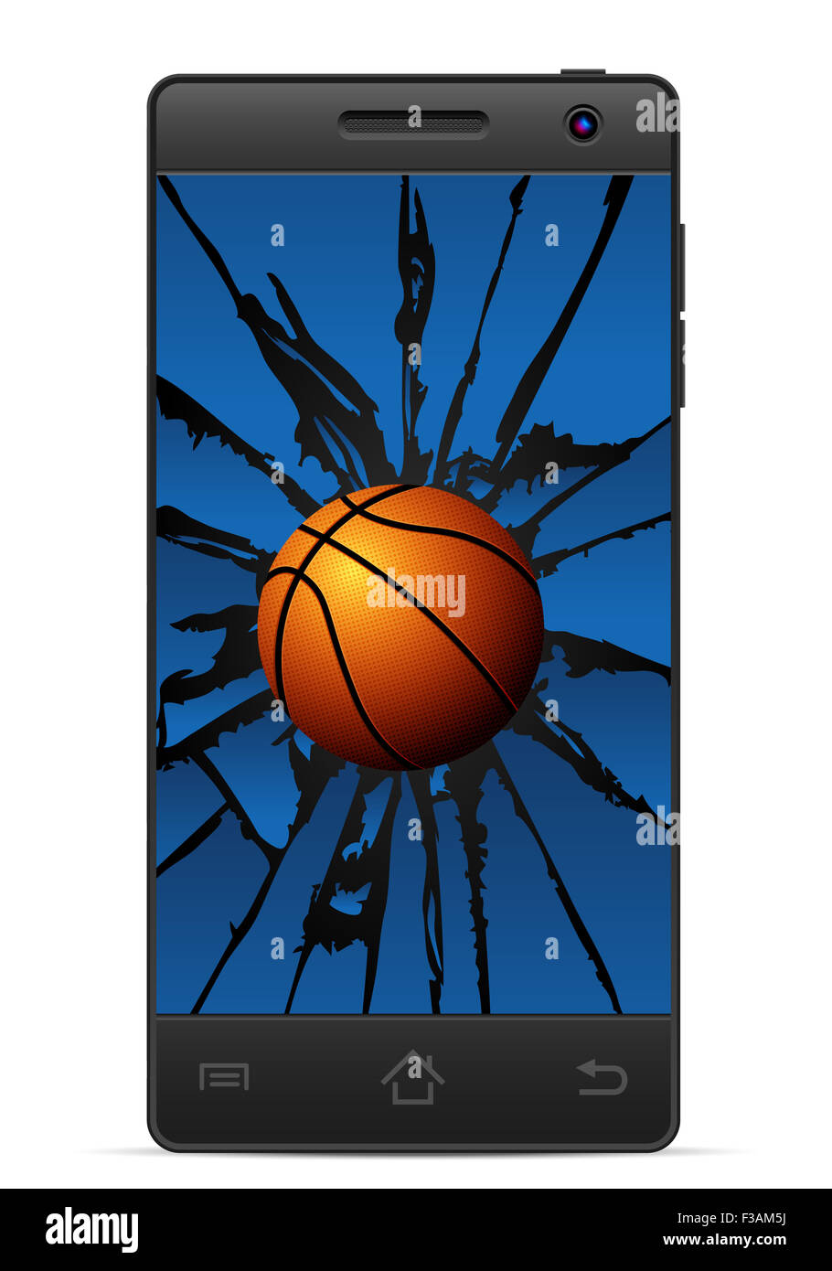 Cracked smart phone basketball on a white background. Vector ...