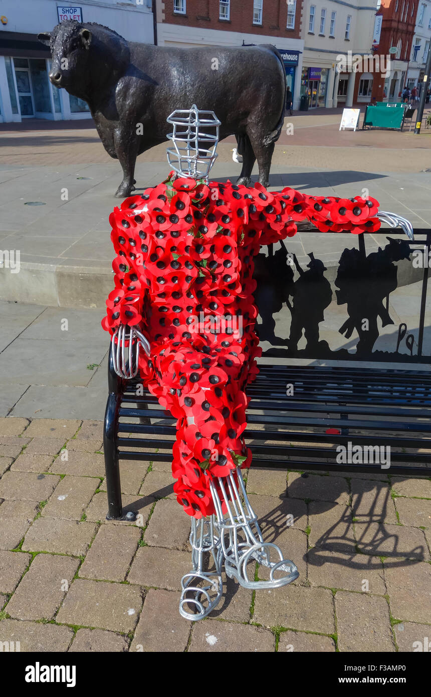 Mr Poppy Man a sulpture in Hereford UK town centre created to ...