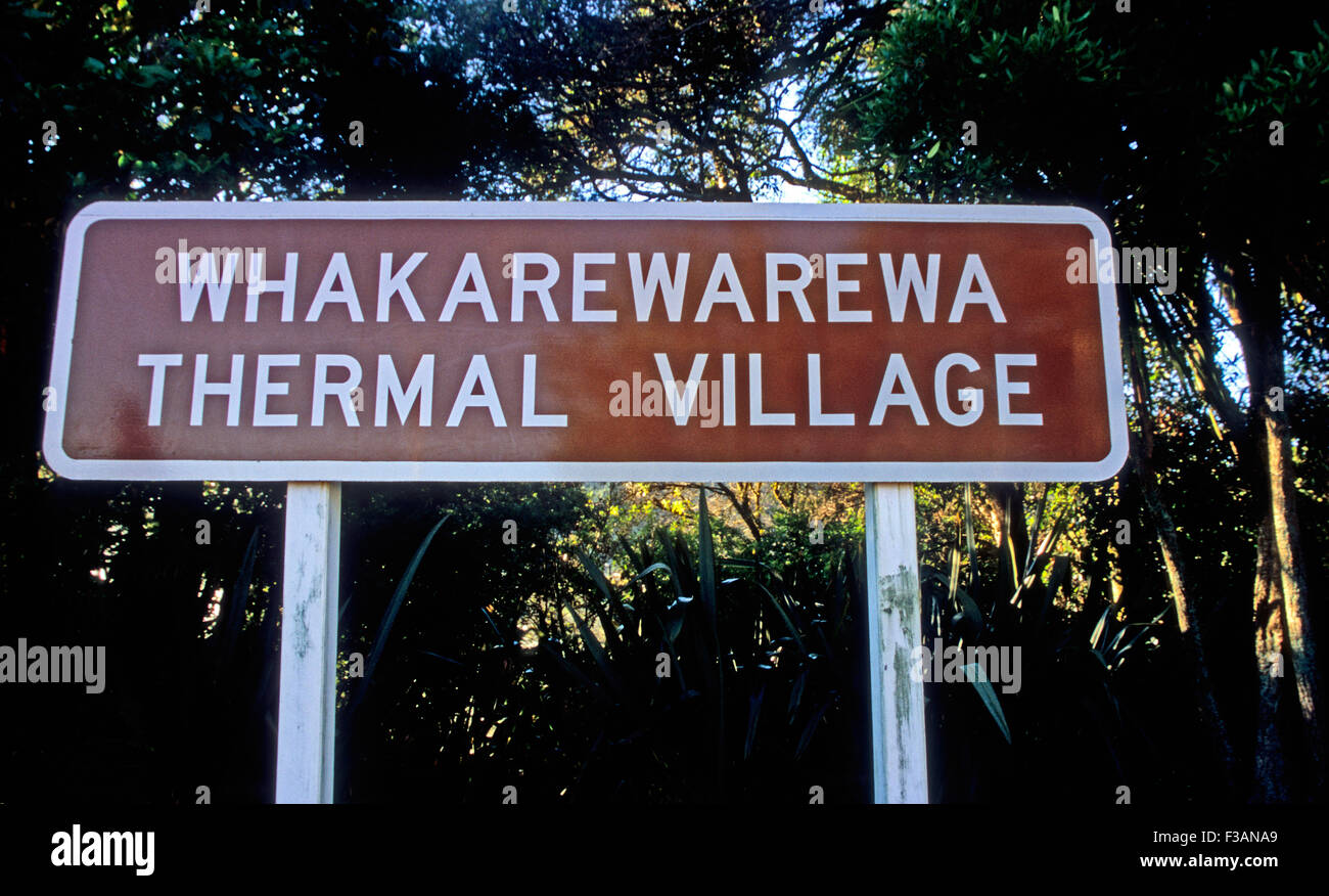 Rotorua New Zealand North Island Whakarewarewa Sign Stock Photo - Alamy