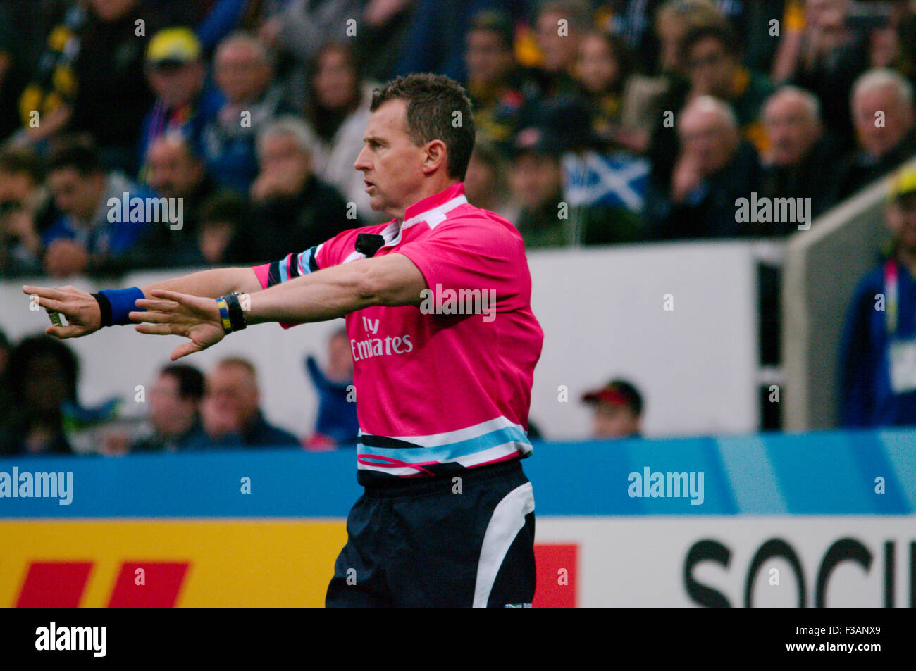 Newcastle upon Tyne, UK. 03 October, 2015. Nigel Owens, rugby referee ...