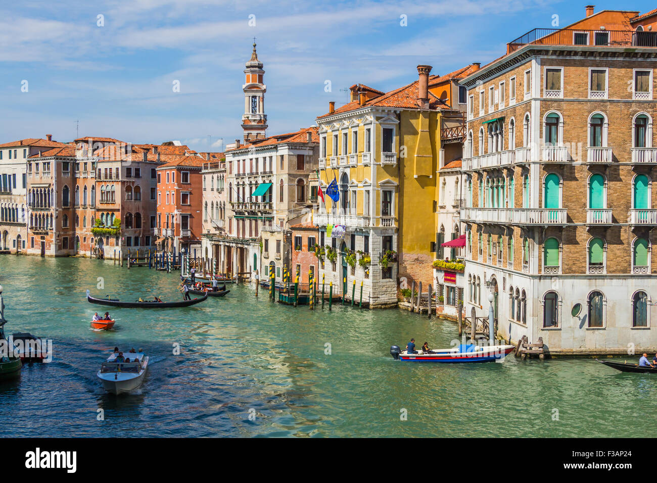 Venice cityscape, water canals and traditional buildings. Italy, Europe ...