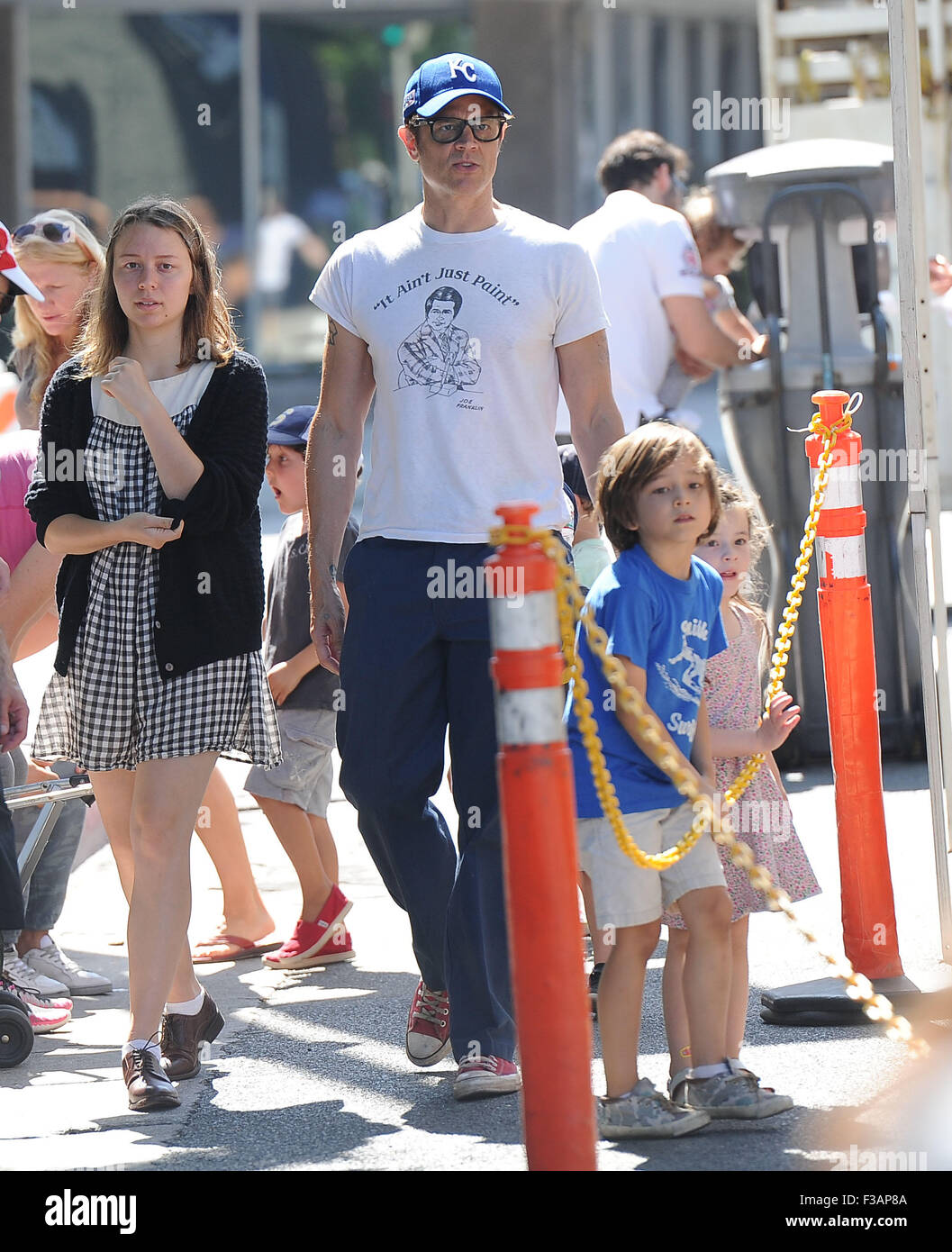 Johnny Knoxville and his kids Rocko and Arlo Clapp at the Farmers ...