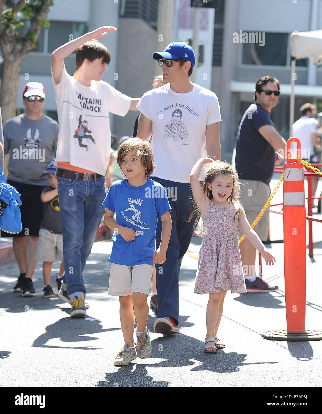 Johnny Knoxville and his kids Rocko and Arlo Clapp at the Farmers ...
